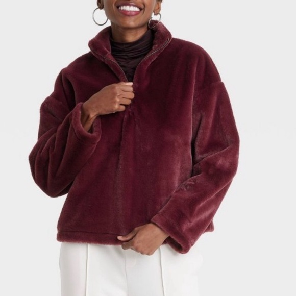 a new day | Jackets & Coats | A New Day Red Teddy Jacket Cozy Chic ...